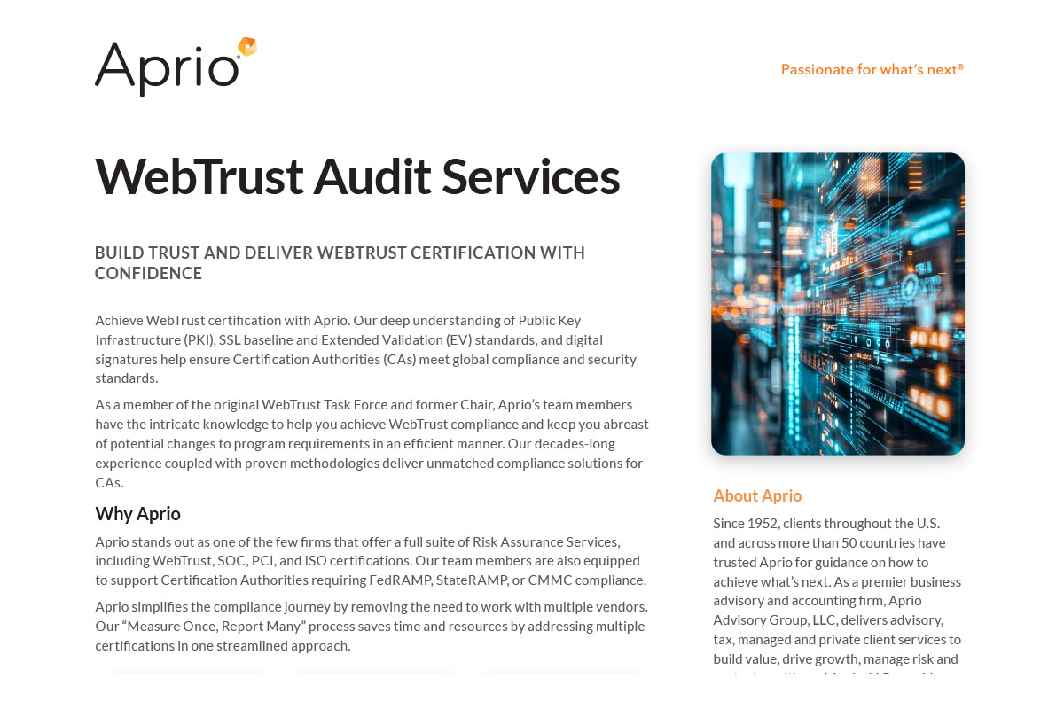 WebTrust Audit Services - Aprio